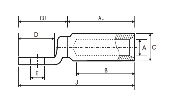Aluminium - Copper Bi-Metal Terminals (With Copper Palms) - HEX