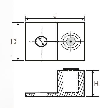 Aluminium Single Barrel Connector, One Hole Mount - HEX