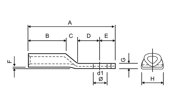 Aluminium 4 - Core Sector Cable Lugs - HEX
