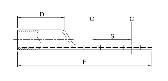 Copper Compression Lugs - Long Barrel, 2 Holes - HEX