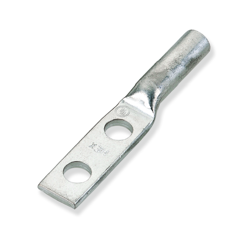 Copper Compression Lugs - Long Barrel, 2 Holes - HEX