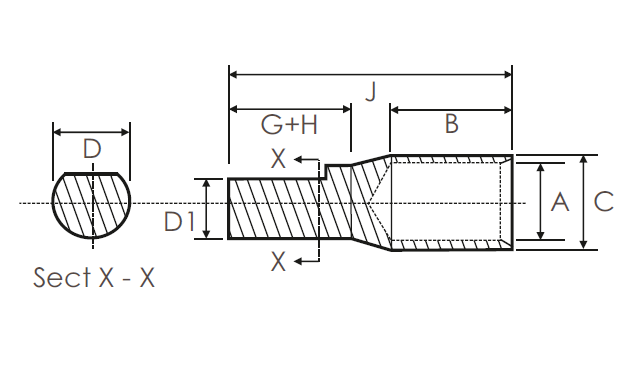 Copper Reducer Pin Type Terminal Ends - HEX