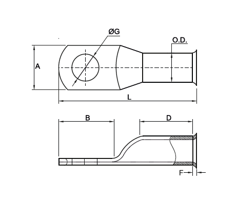 Copper Standard Wall Starter Terminal Ends - HEX