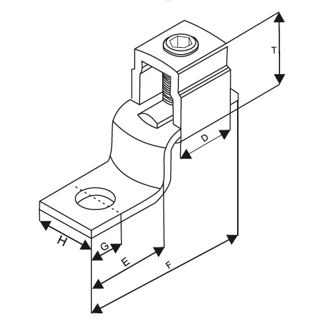 Copper One Hole Offset Tongue Terminal Ends / Connectors - HEX
