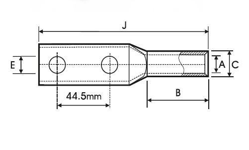 High Voltage Copper Terminals Double Hole - 33KV - HEX
