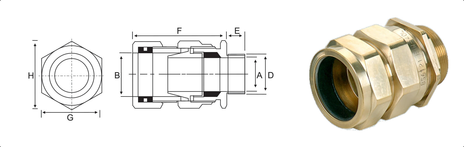 E1W Cable Glands - HEX